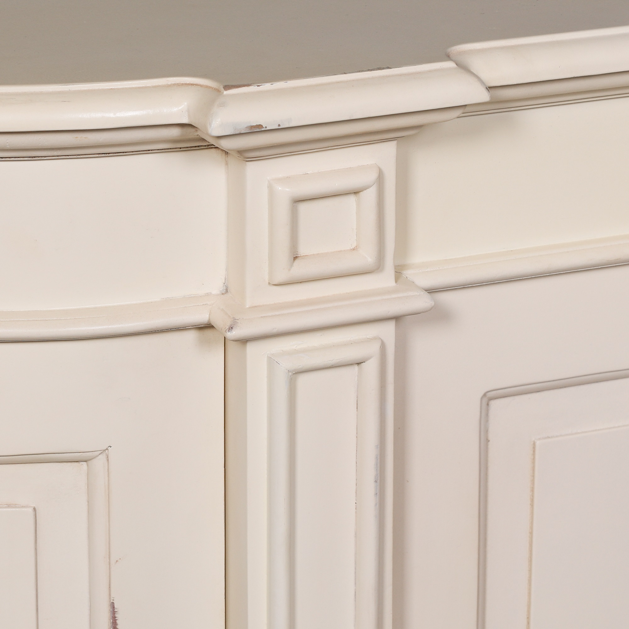 French Country Style Distressed Cream Large Sideboard Buffet Cabinet