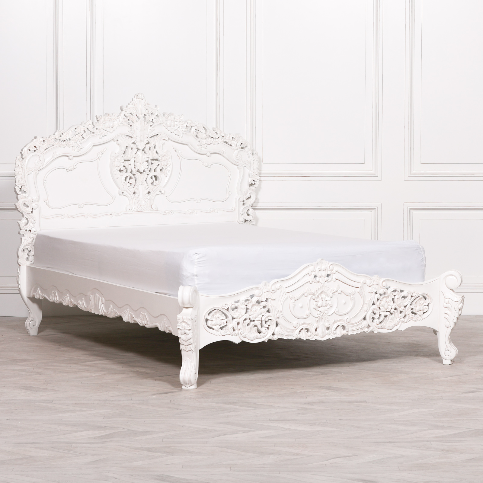 Rococo Hand Carved French White Double 4ft6 Bed Furniture - La Maison ...