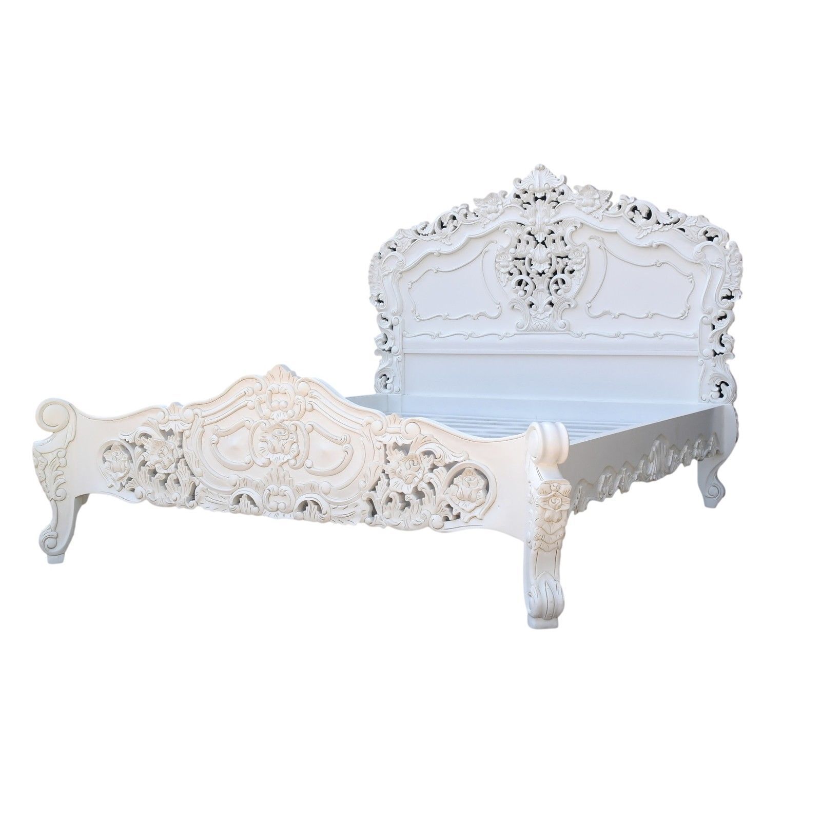 Rococo Hand Carved French White Double 4ft6 Bed Furniture - La Maison ...
