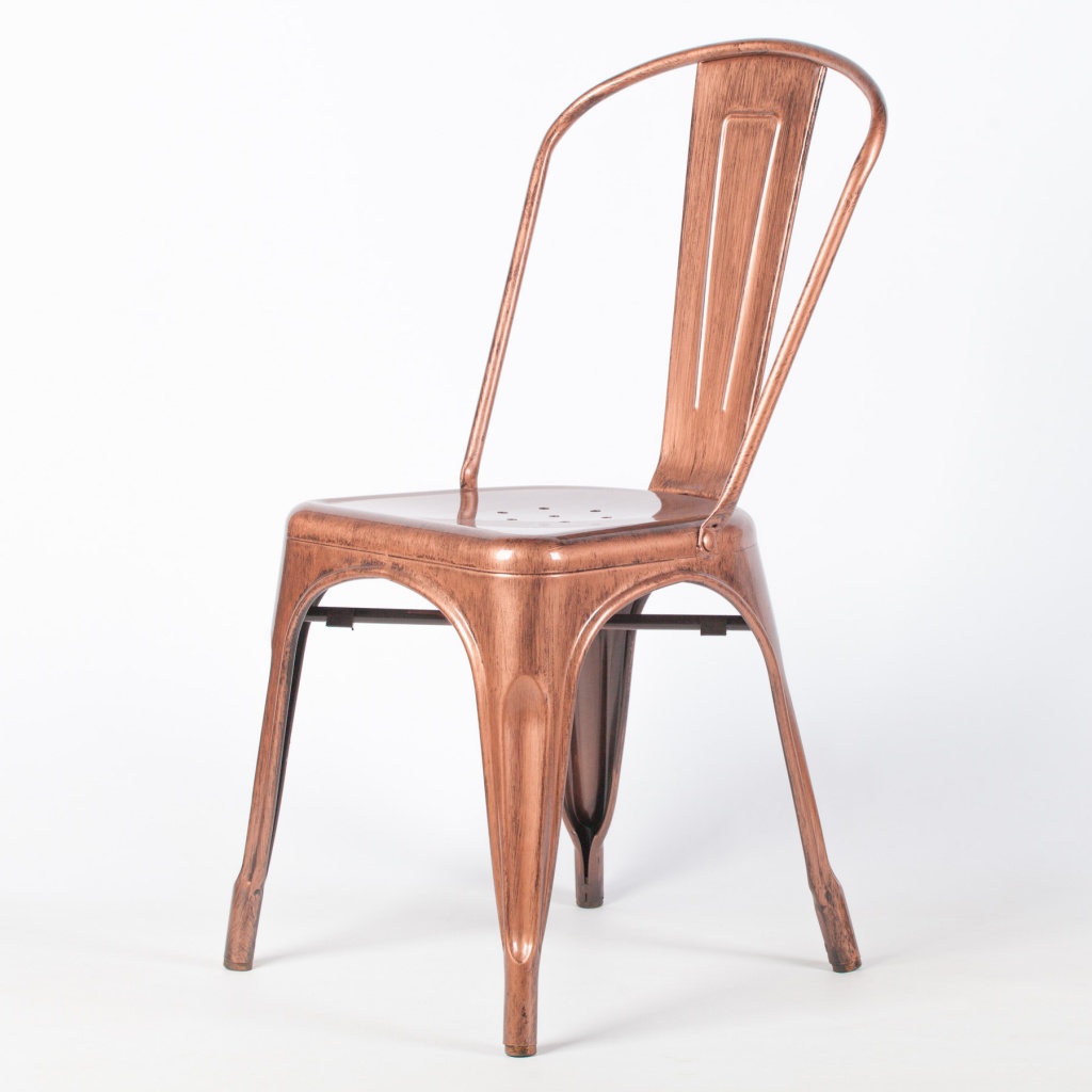 Vintage Tolix Style Metal Copper Bronze Industrial Cafe Dining Chair ...