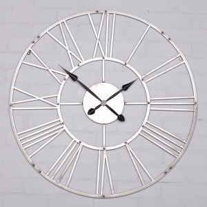 Aged Silver Metal Wall Clock Furniture - La Maison Chic Luxury Interiors