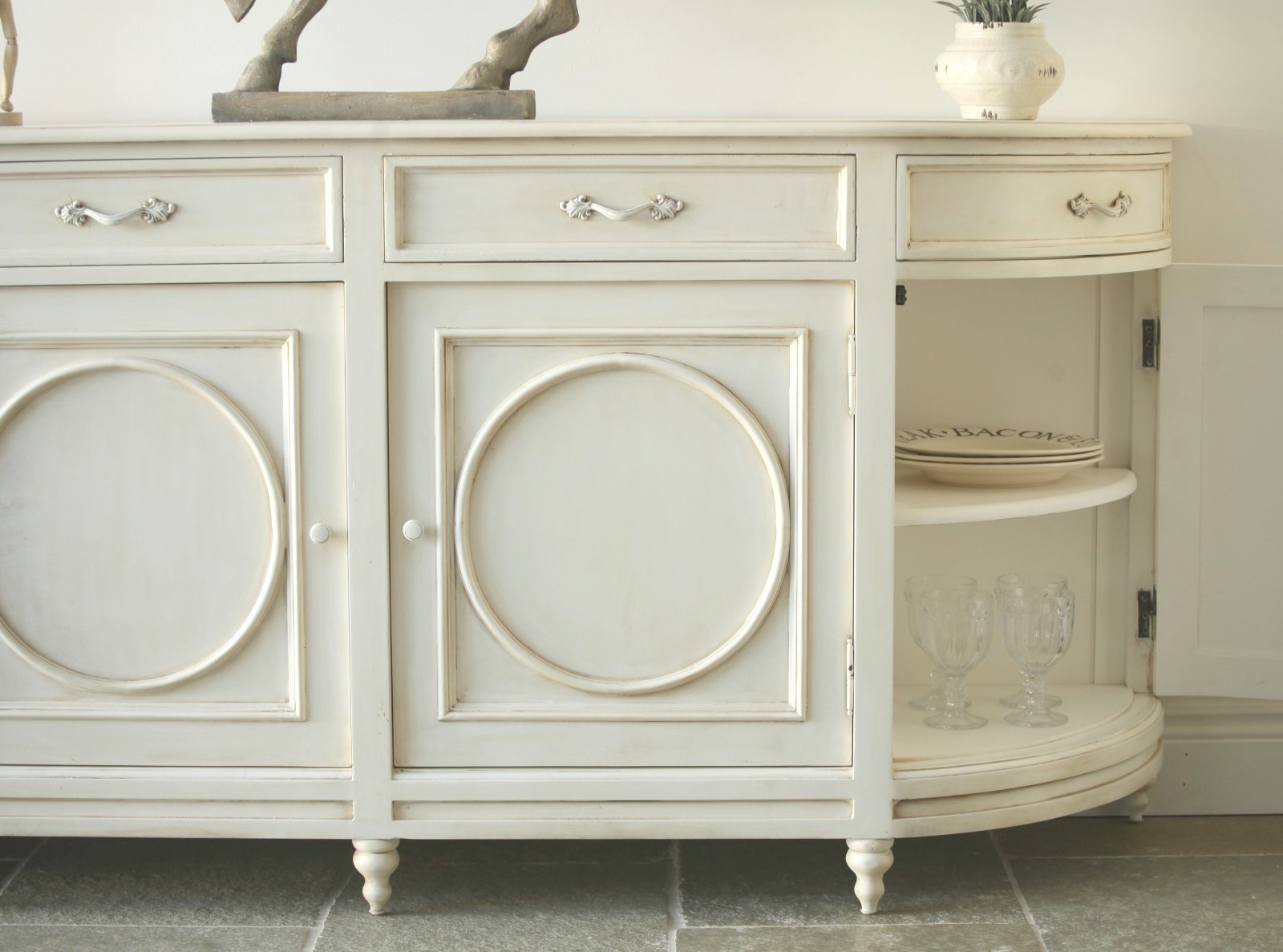 Aged Dauphine Ivory Sideboard Furniture - La Maison Chic Luxury Interiors