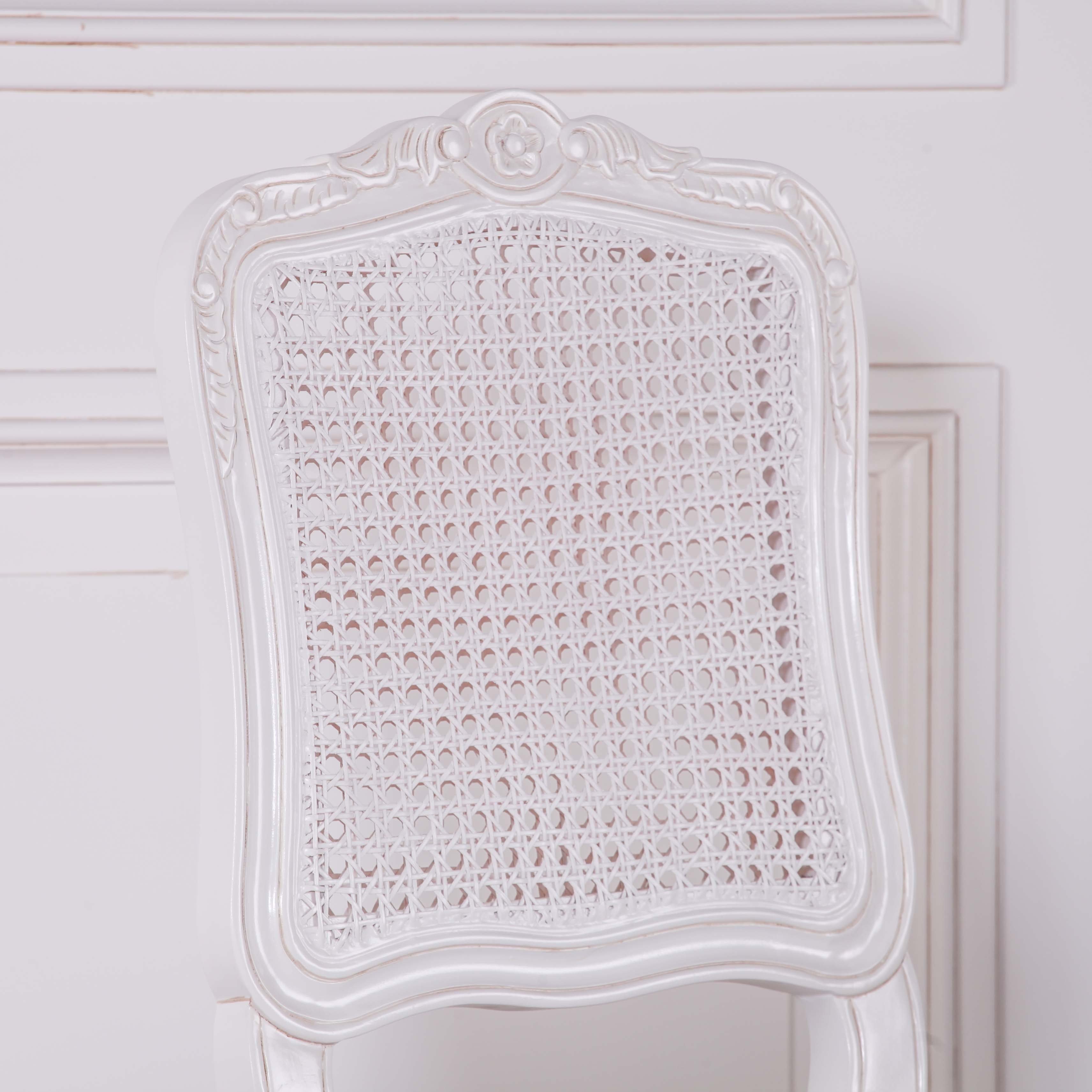 French Provencal White Rattan Dining Chair Furniture - La Maison Chic ...