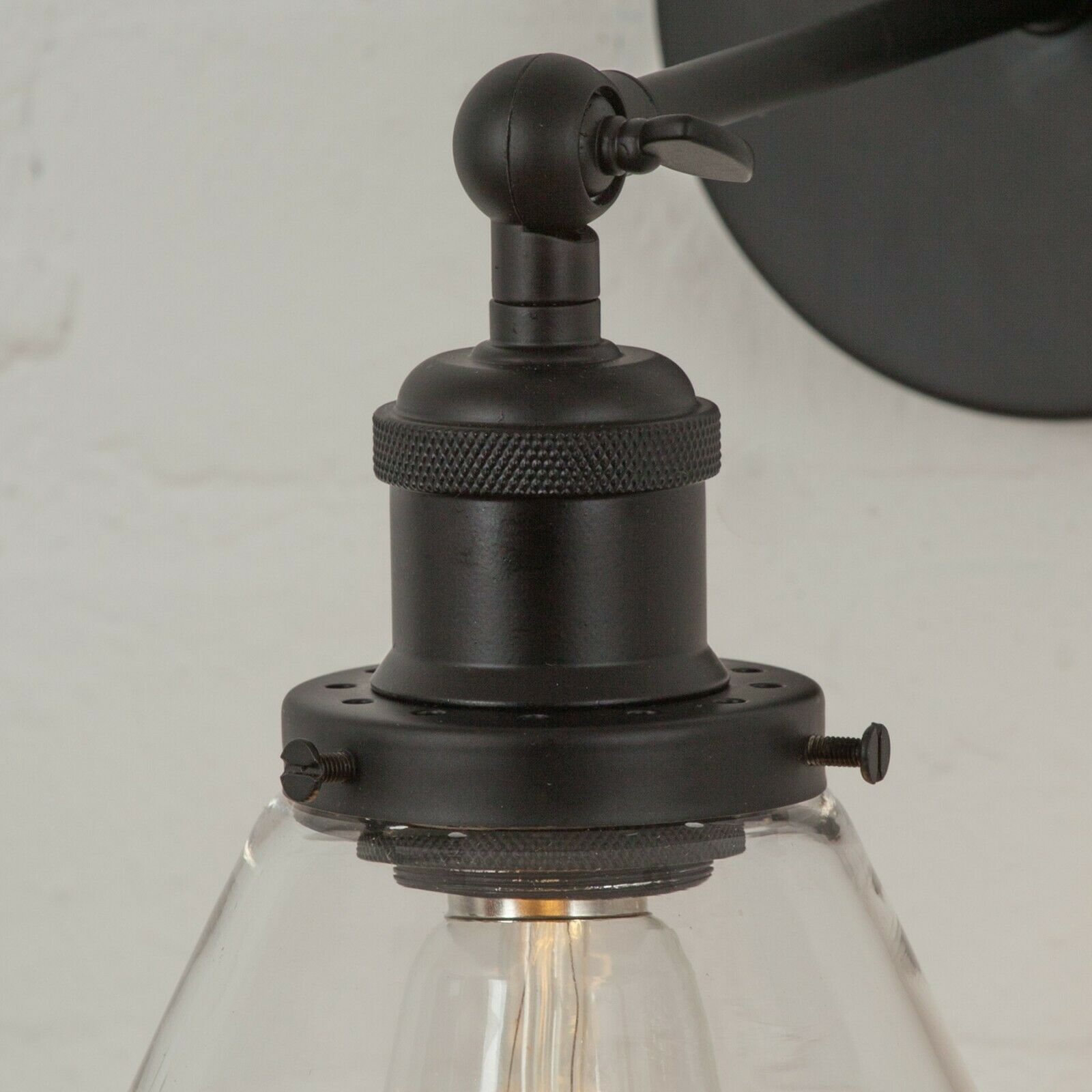 Industrial Factory Black Wall Light With Glass Shade Furniture - La ...