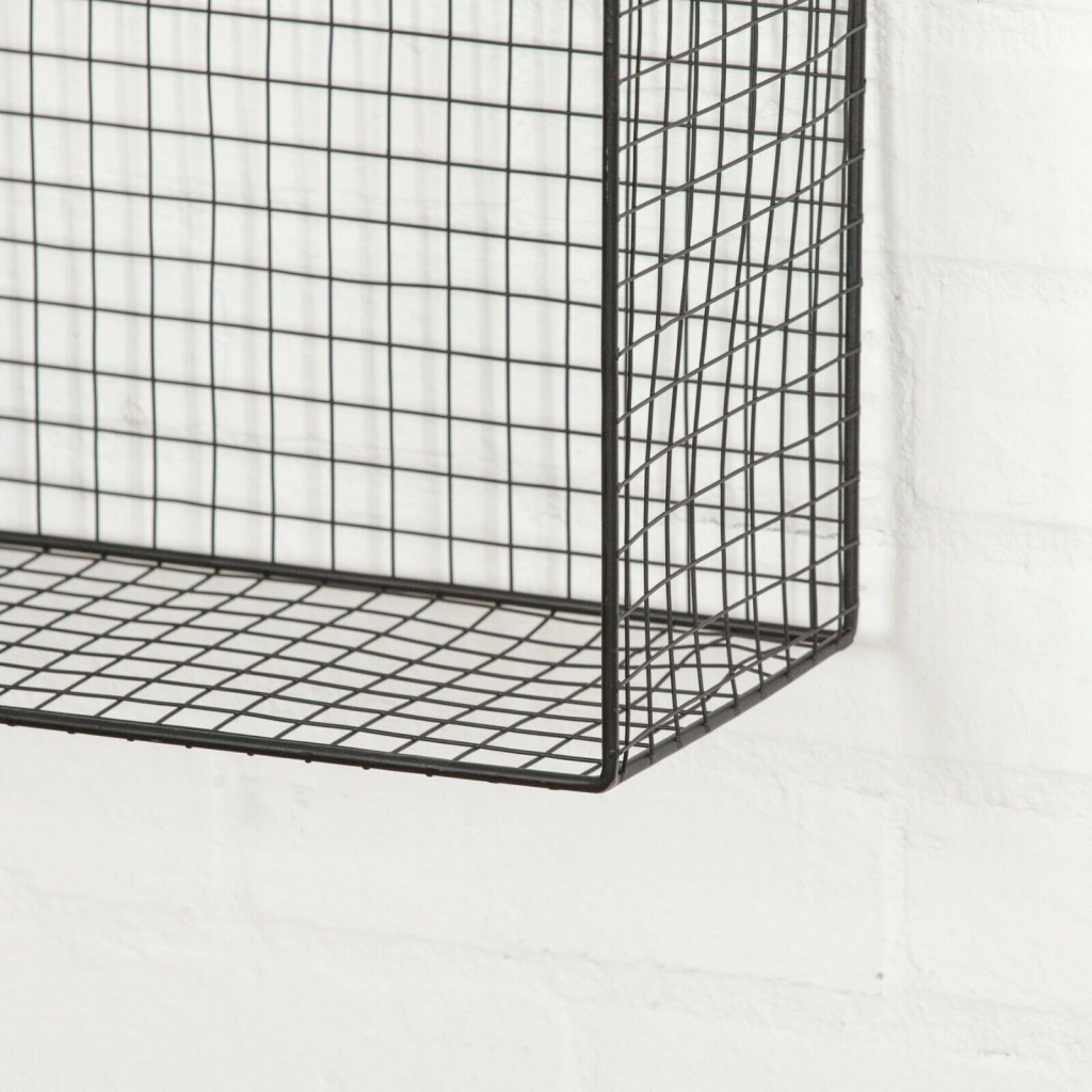 Industrial Metal Wire 2 Tier Black Shelf Rack Vintage Retro Style Wall ...
