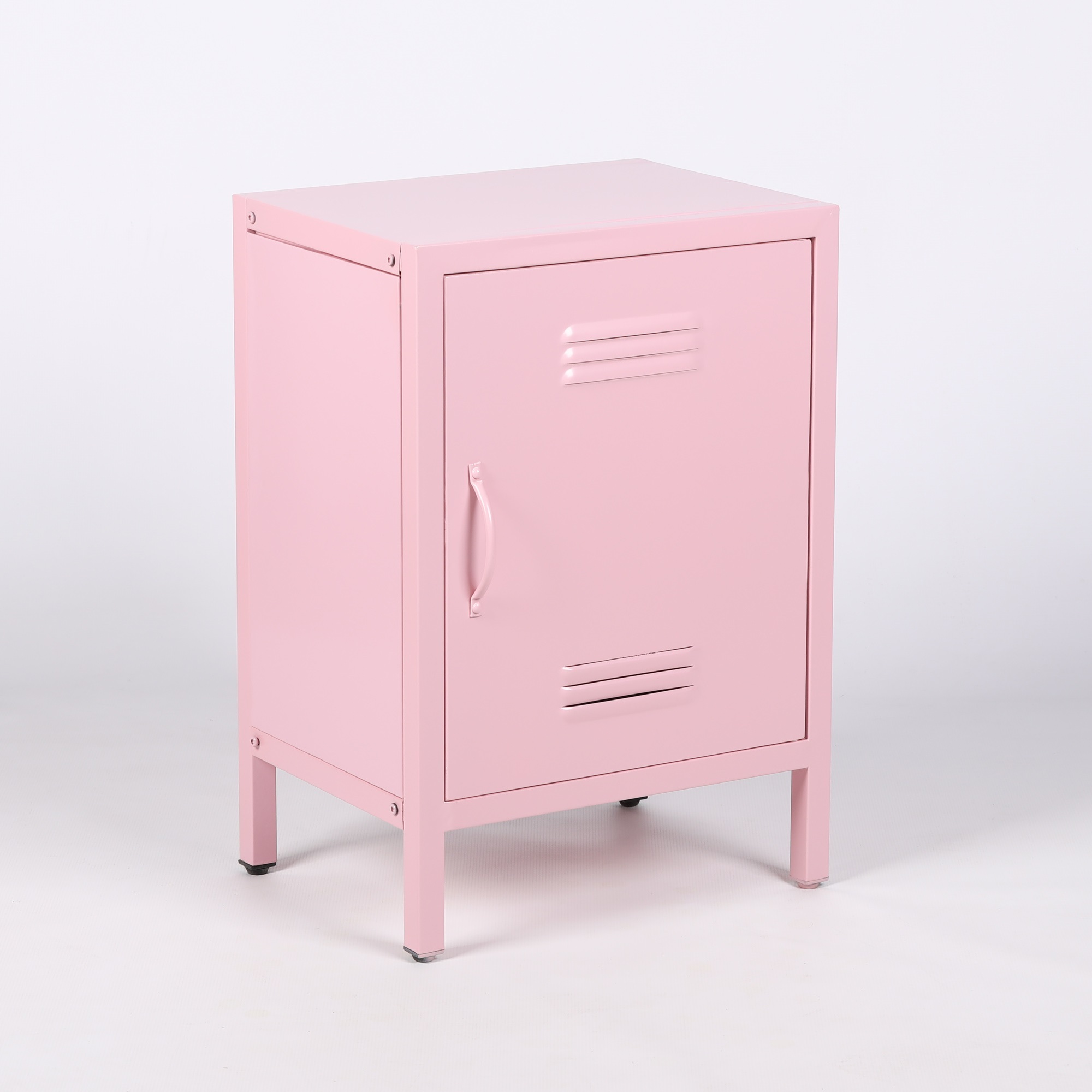 Pink Industrial Metal Locker Storage Bedside Cabinet Side Table