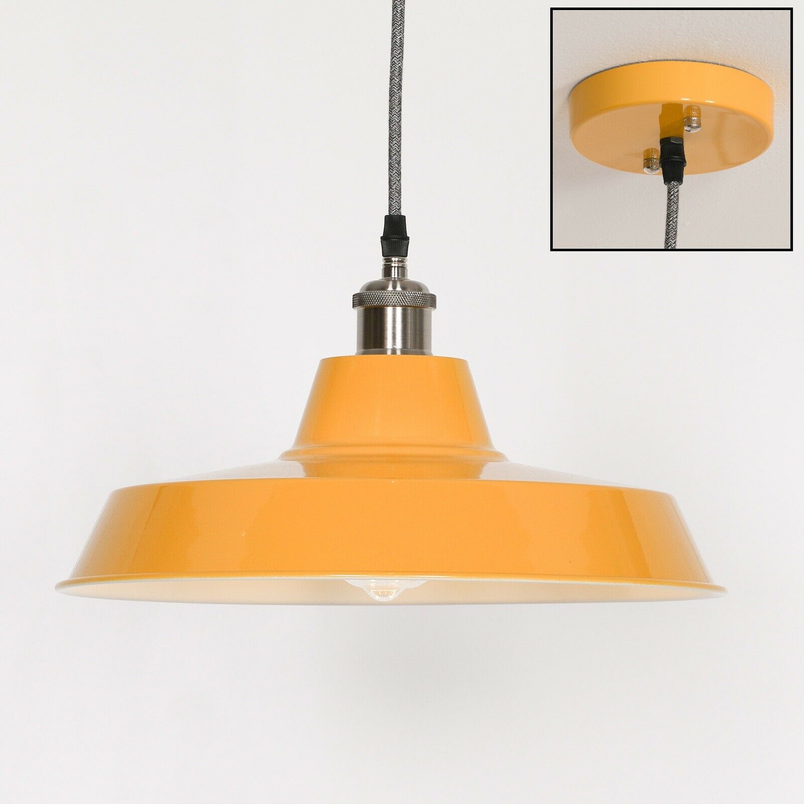 Factory Style 36cm Enamel Medium Industrial Mustard Yellow Ceiling ...