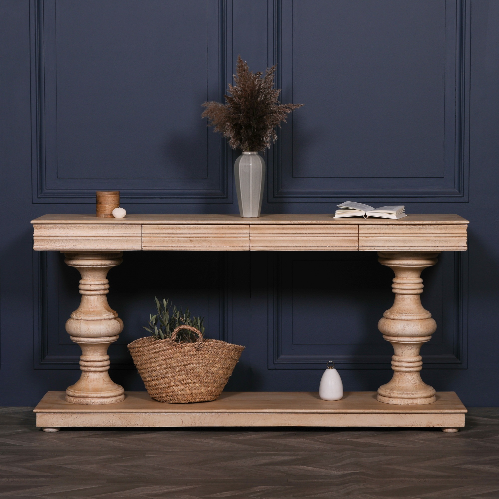 Anaya Aged Rustic Large Wooden 180cm Console Table Furniture - La ...
