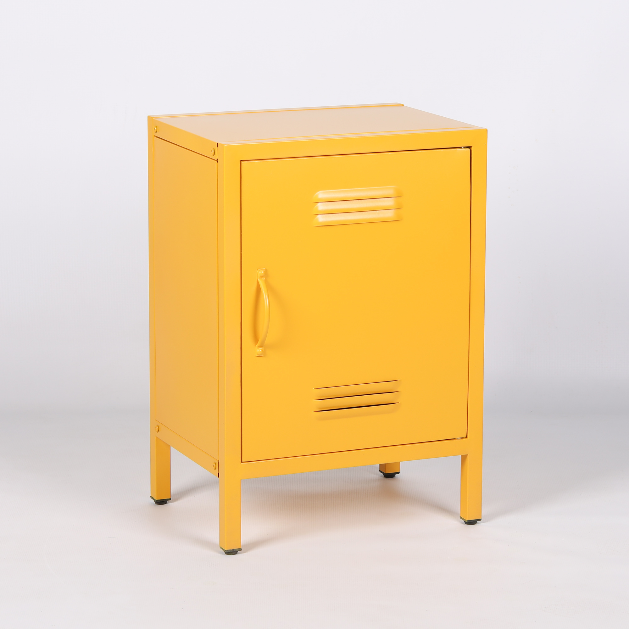 Yellow Industrial Metal Locker Storage Bedside Cabinet Side Table