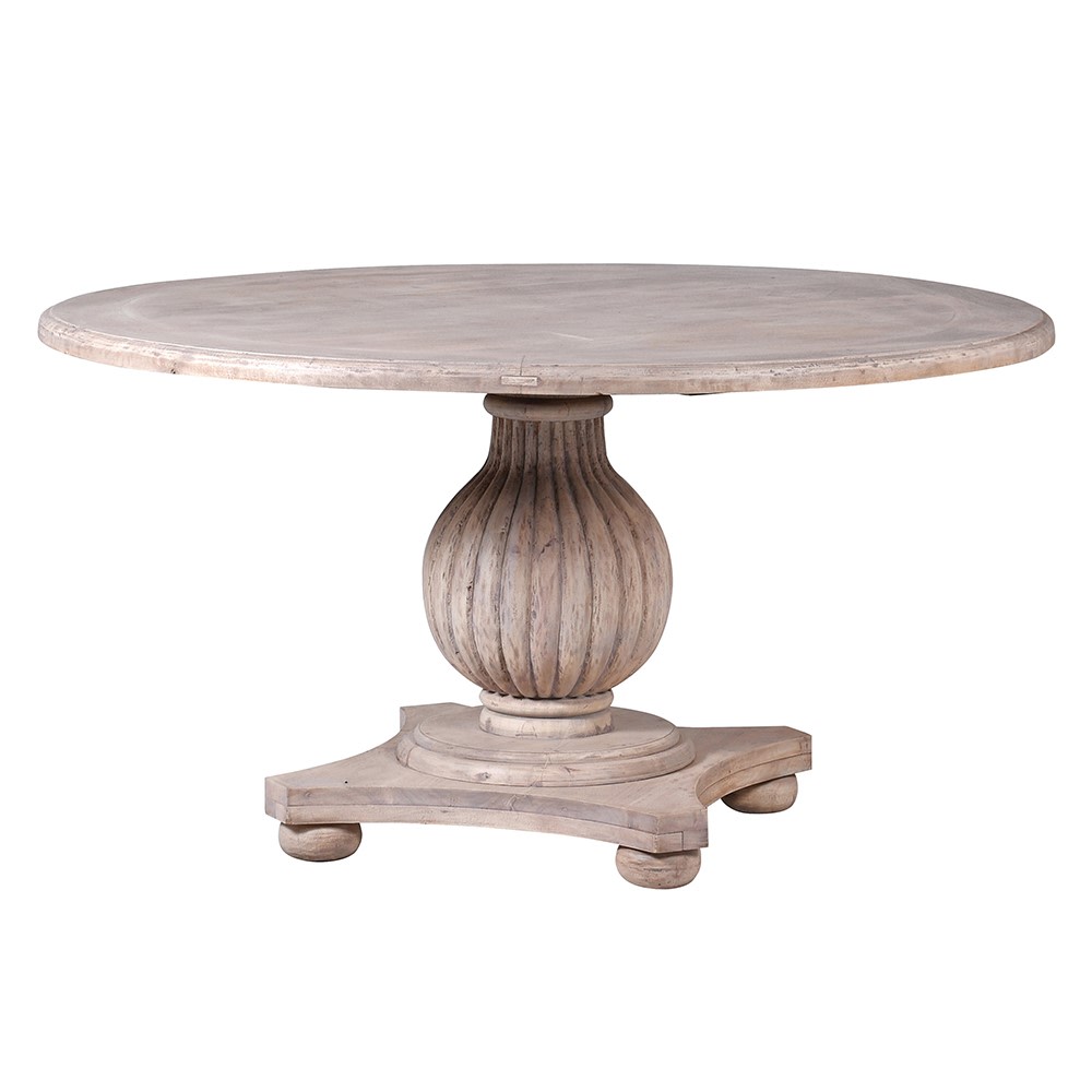 Round Acacia 152cm Ribbed Pedestal Dining Table