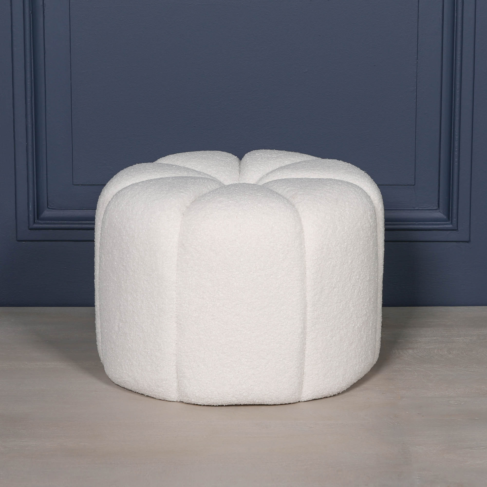 Petal Modern Contemporary Cloud White Boucle Stool Pouffe