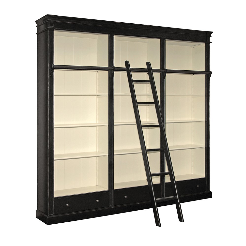 Library Style Extra Large Bookcase In Black Finish